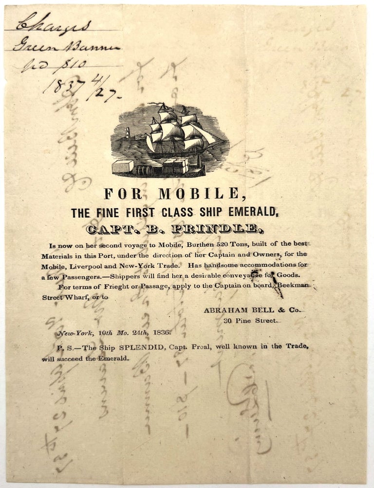 Handwritten Receipt for Ad Placement in Scarce 1830s Irish American ...