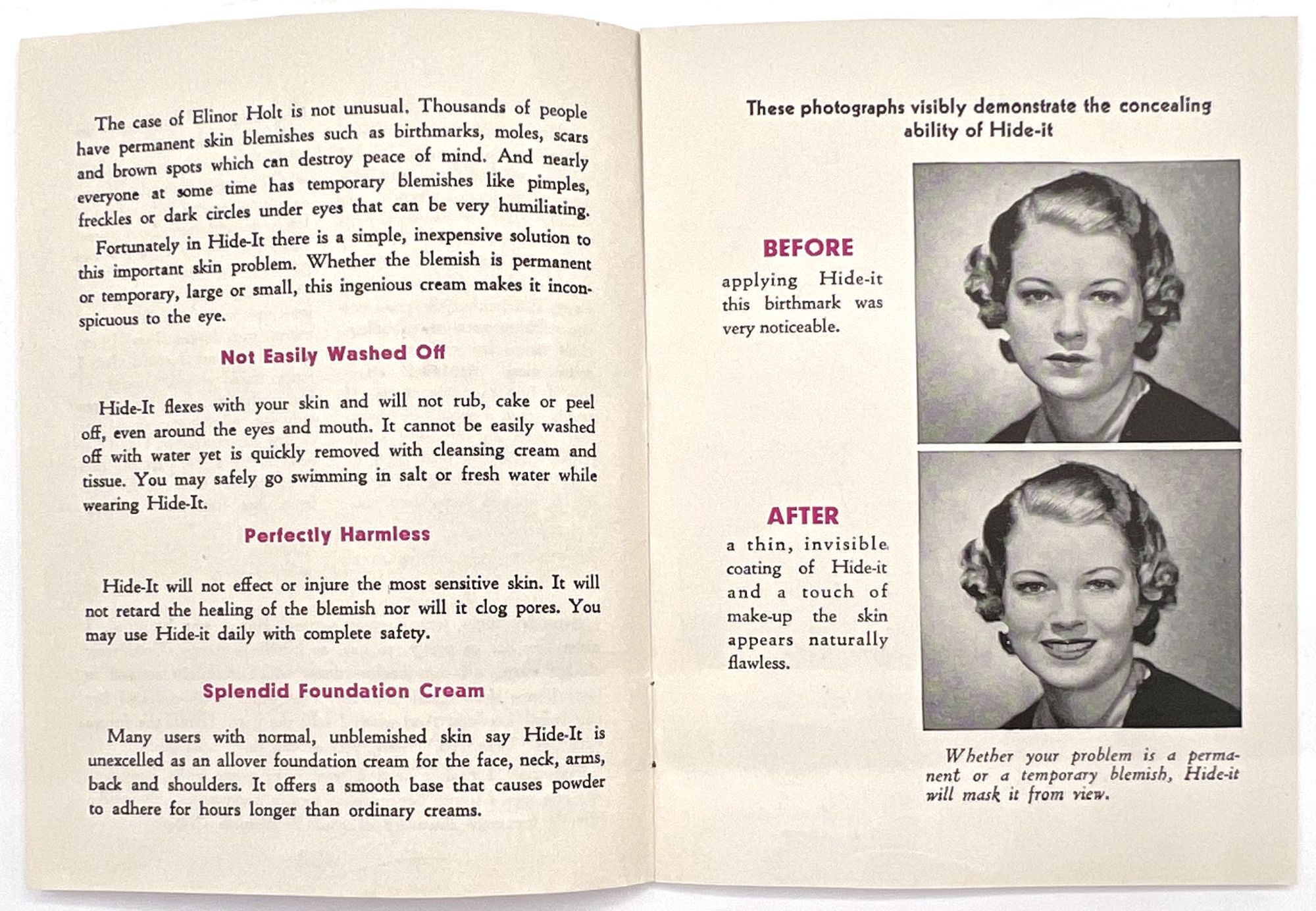 Marked Girl: The Story of Elinor Holt -- Advertising Hide-It Brand ...