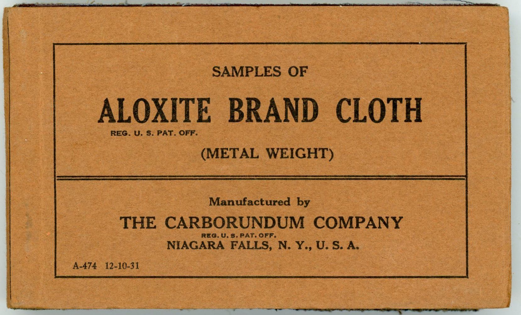 Swatch Sample Book - Working Samples of Aloxite Brand Cloth Metal Weight