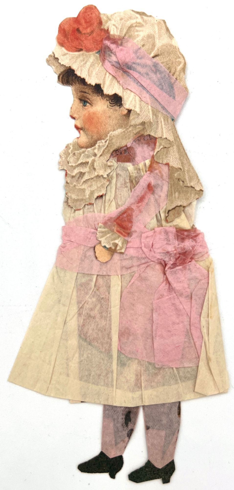 Handmade - Cut Out Paper Doll Dressed in Crepe Paper - Fanciful in Pink ...