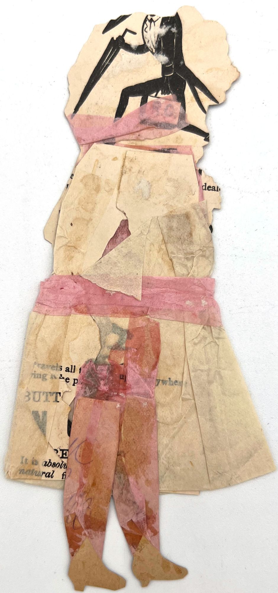 Handmade - Cut Out Paper Doll Dressed in Crepe Paper - Fanciful in Pink ...